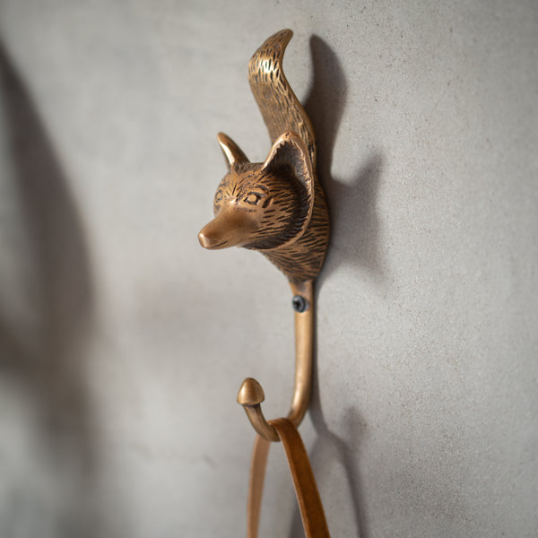 Brass Fox Hook NZ | Coat Hook, Necklace Hook, Towel Hook