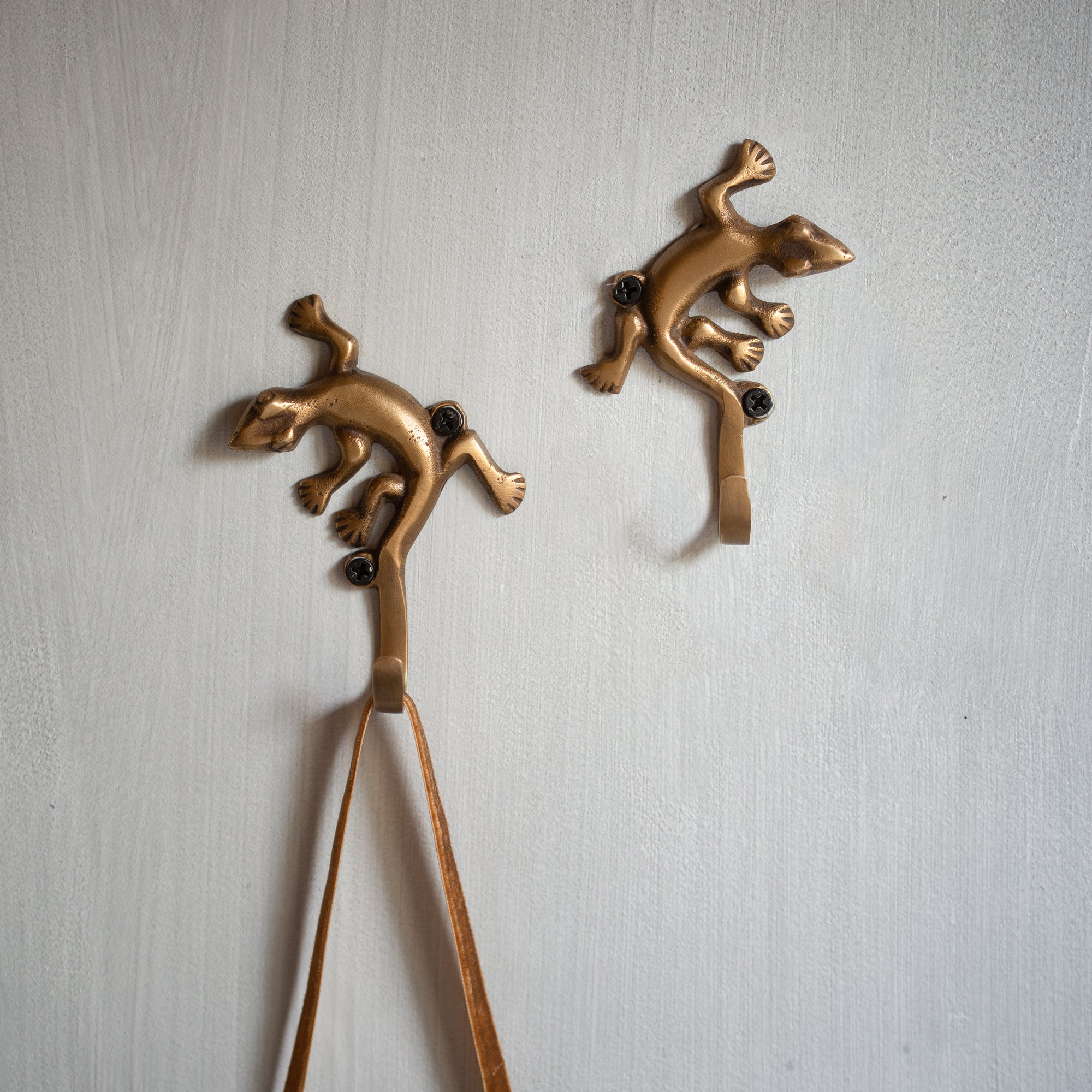 Brass Hooks NZ | Pair of Geckos - Animal Coat Hooks
