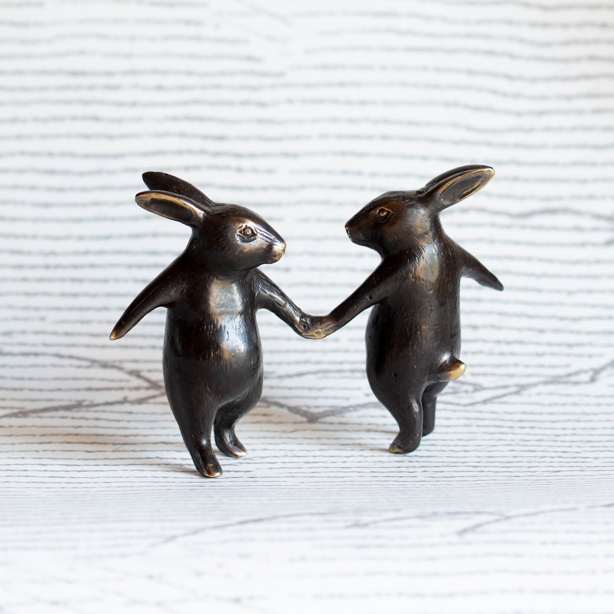Bronze Dancing Rabbits Sculpture | Antique / Gold Finish