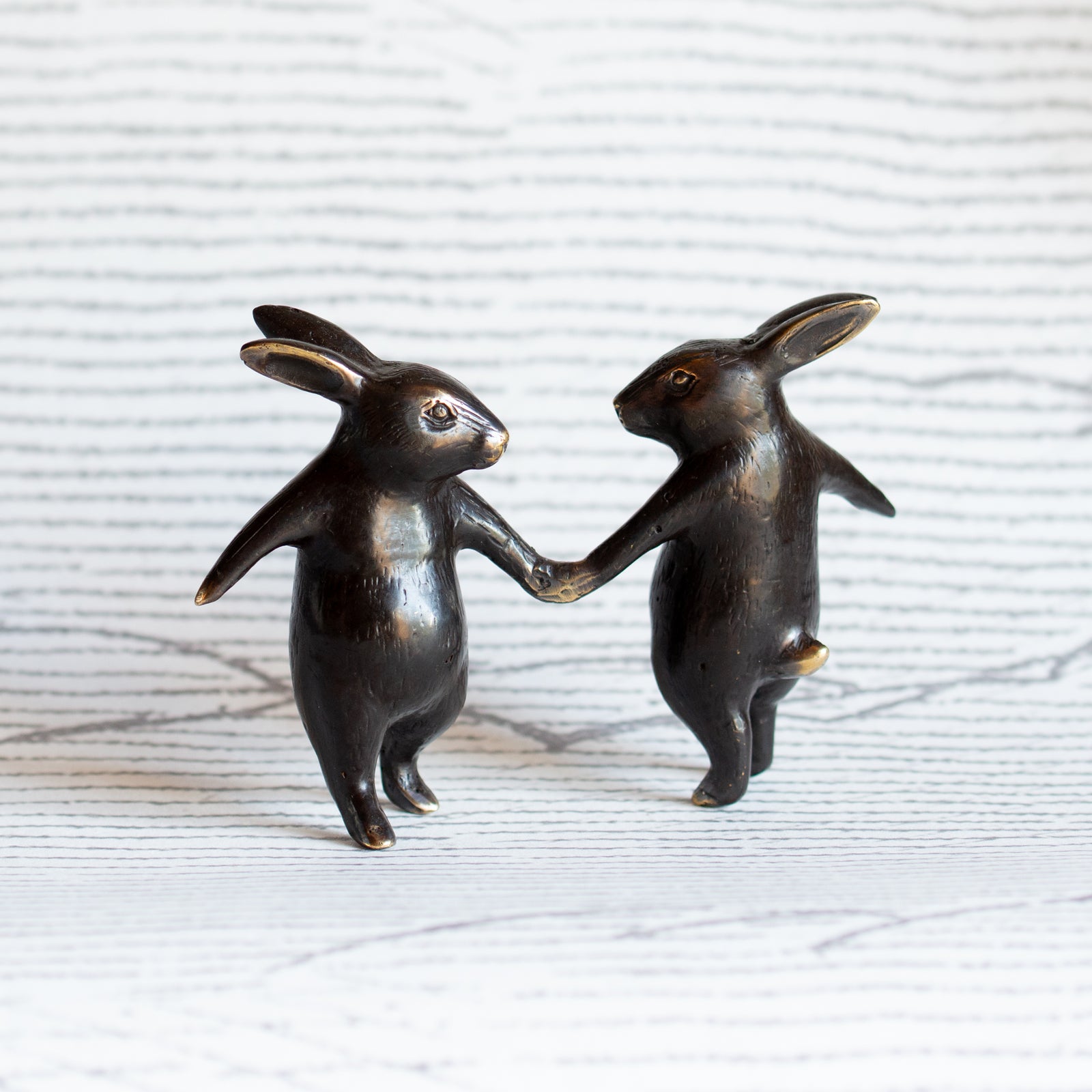 Bronze Dancing Rabbits Sculpture | Antique / Gold Finish