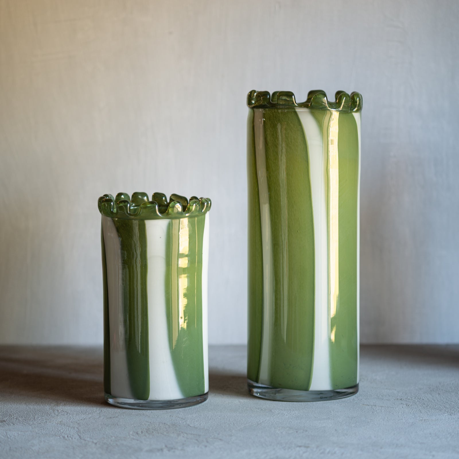 Pettine Stripe Glass Vases | Green