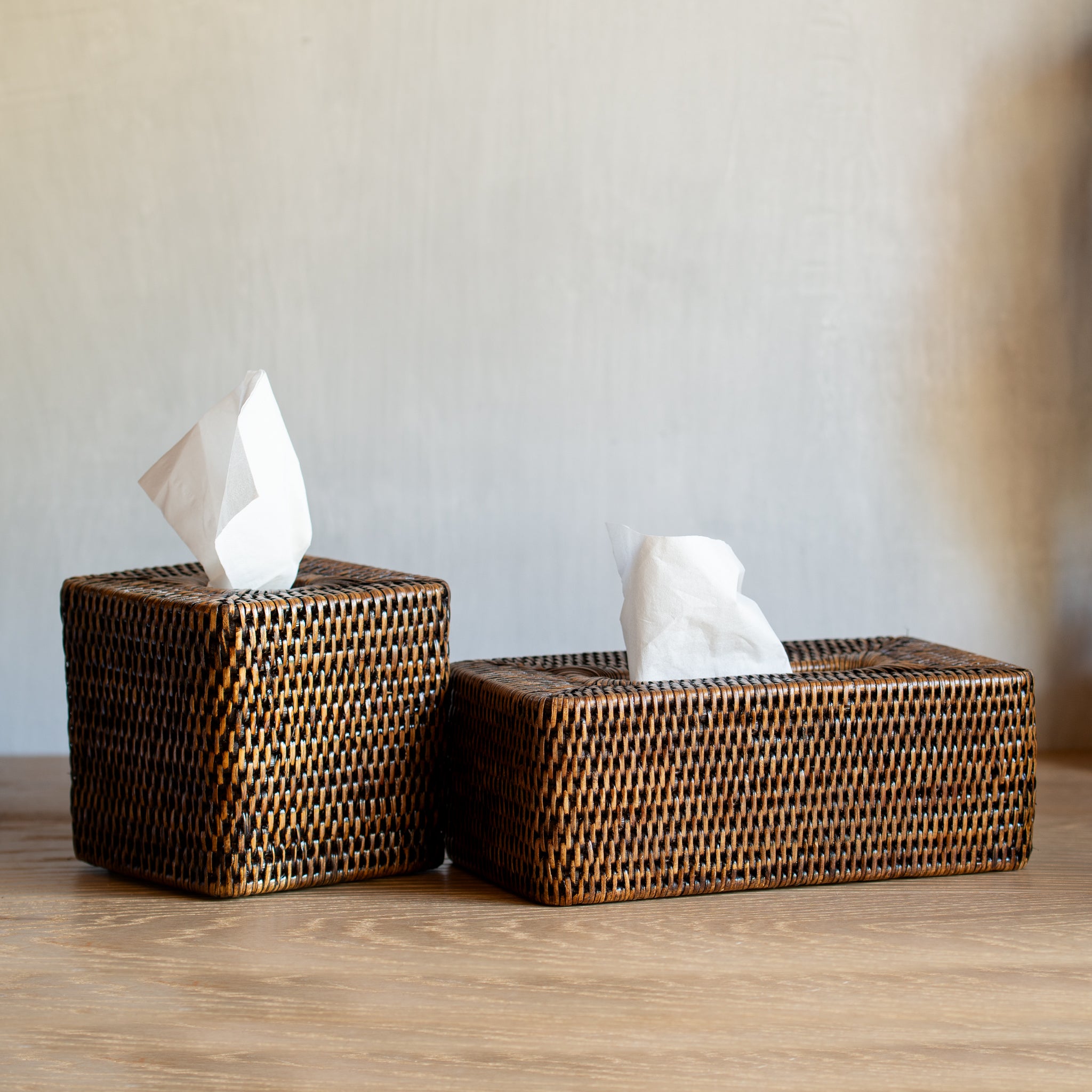 Rattan Tissue Box | Rectangular | Brun