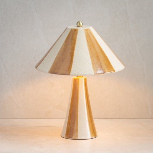Raya Ceramic Table Lamp | Mustard/Ivory