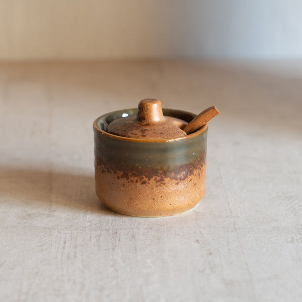 Ceramic Condiment/Spices Pot + Spoon Set