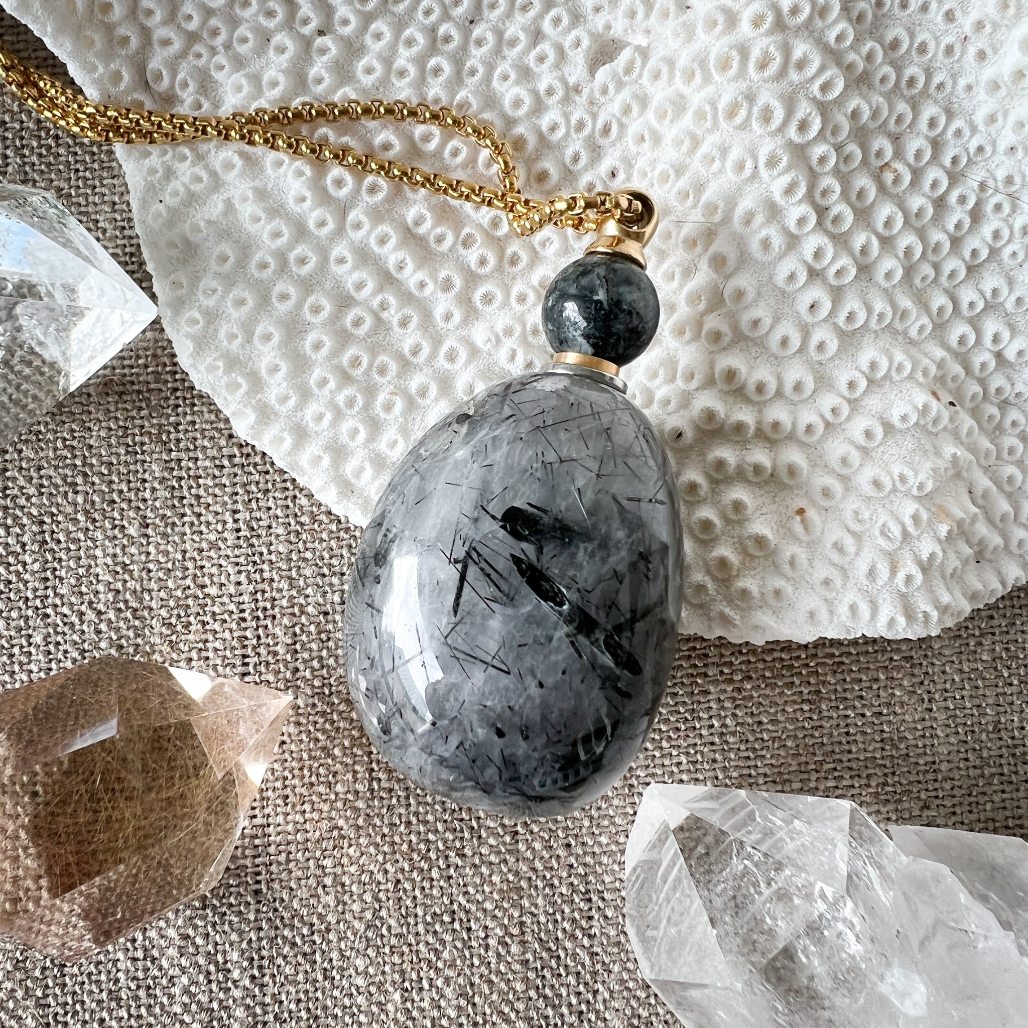 Tourmaline Quartz Perfume Bottle | B